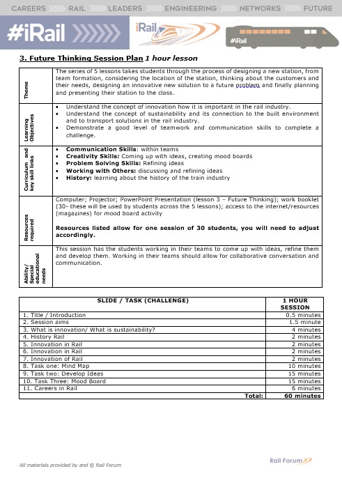 Lesson 3 - Future Thinking - Session Plan (Word File) - Rail Forum